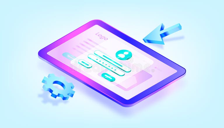 Computer and Account Login and Password Form Page on Screen. Sign in To ...