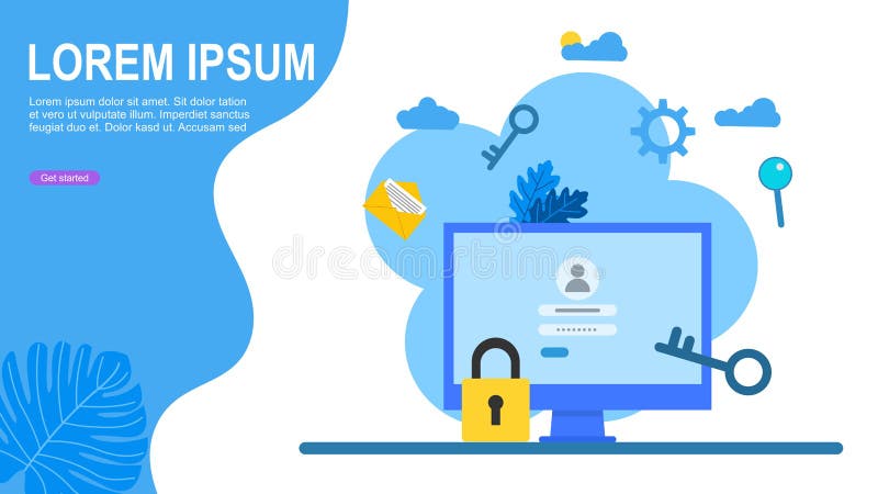 Computer with Account and Password. Stock Vector - Illustration of ...