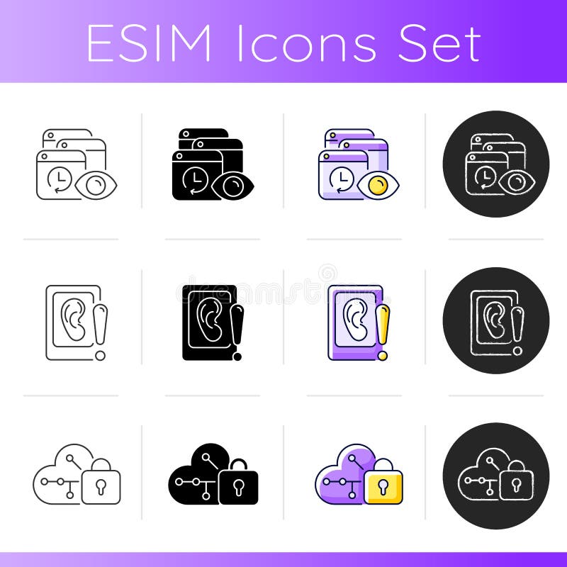 Computer Activity Monitoring Icons Set Stock Vector - Illustration of ...
