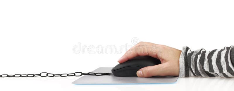 Man chained to computer stock photo. Image of media, desk - 50763118