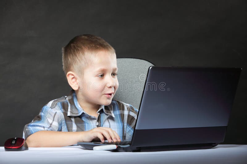 Computer Addiction Emotional Boy With Laptop Stock Photo - Image of ...
