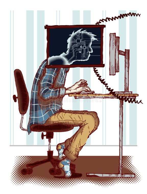 Computer addiction stock vector. Illustration of painting - 31283796
