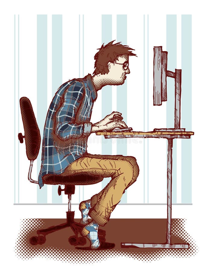 Computer addiction stock vector. Illustration of merge - 17346992