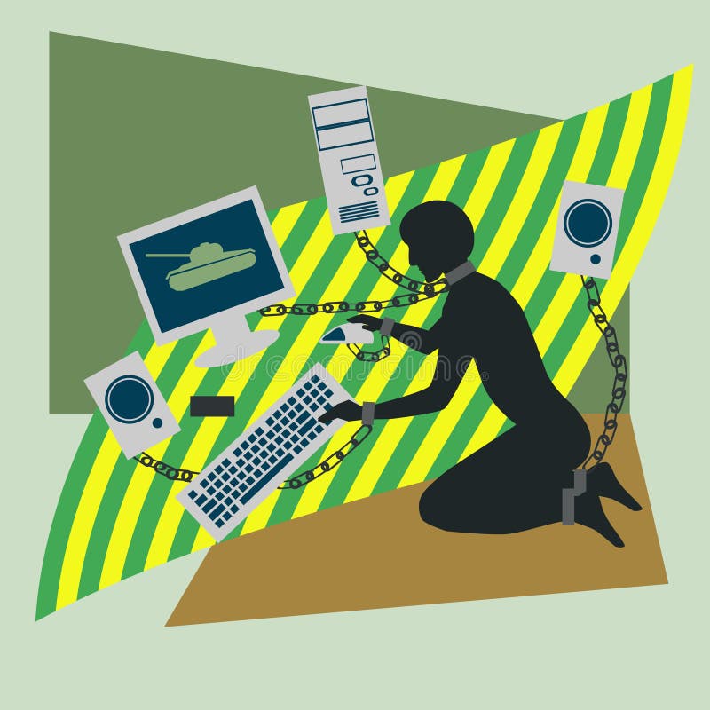 Computer addiction stock vector. Illustration of merge - 17346992