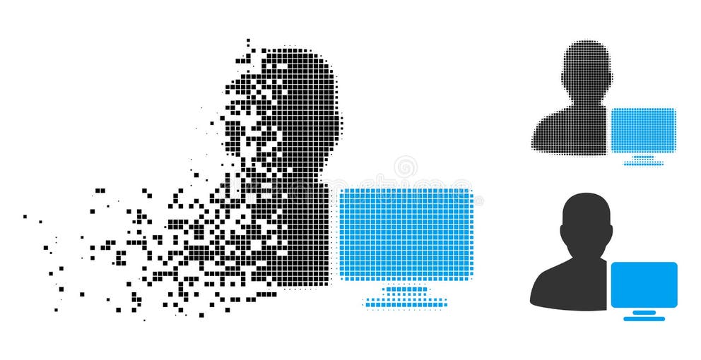 Fragmented Pixel Halftone Computer Administrator Icon Stock Vector ...