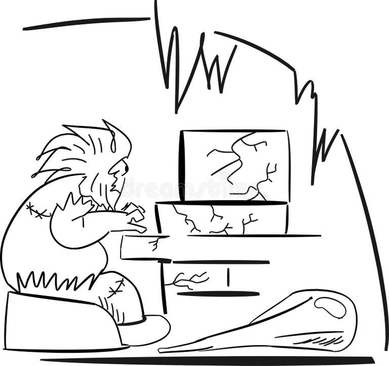 Computer Age stock vector. Illustration of neanderthal - 43300479