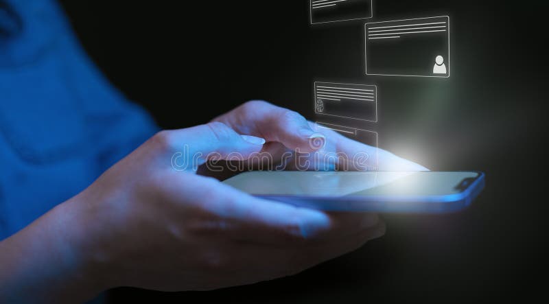 Computer AI Concept with Overlay of Interface Projected Onto Screen of ...