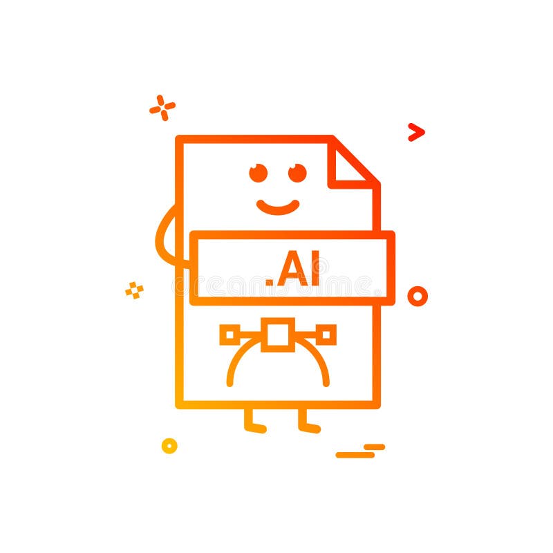 Computer Ai File Format Type Icon Vector Design Stock Vector