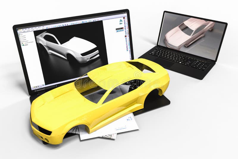 Computer Aided Design in Automotive Design Stock Illustration ...