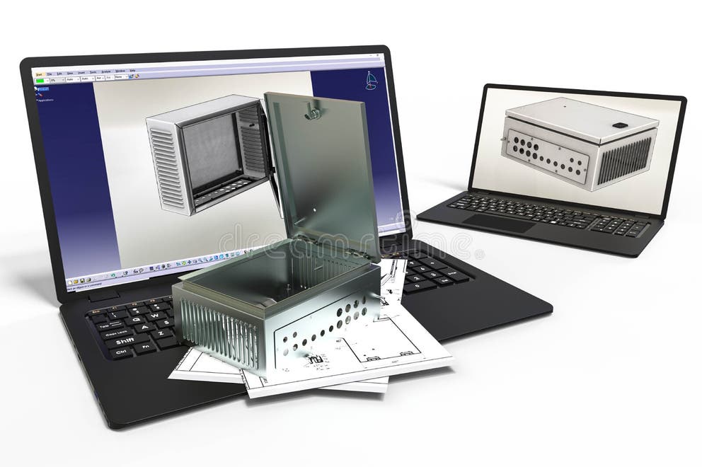 Computer Aided Design with 3D Software. Stock Illustration ...