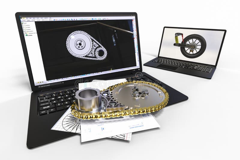 Computer Aided Design in Motorbikes Design Stock Illustration ...