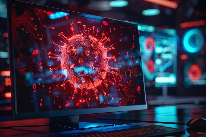 Computer Alert Cybersecurity Software Detecting Trojans Initiating ...