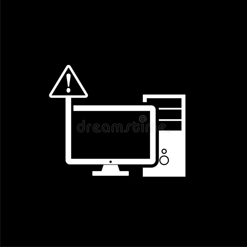 Computer Alert Icon Isolated on Dark Background Stock Vector ...