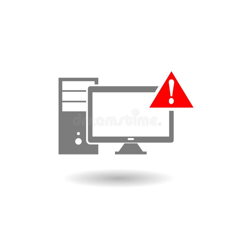 Computer Alert Icon with Shadow Stock Vector - Illustration of notice ...