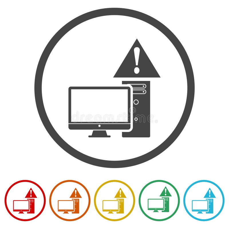 Computer Alert Ring Icon Color Set Stock Vector - Illustration of ...