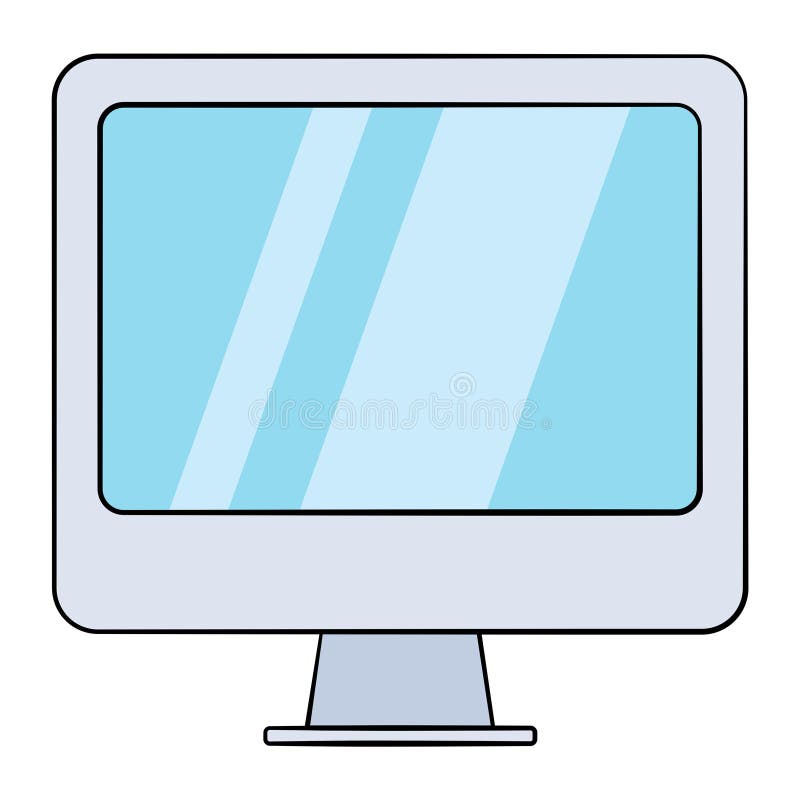 Computer All-in-One with Blank Screen. Cartoon Stock Vector ...
