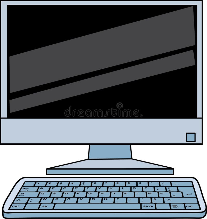 Computer All in One with Keyboard Stock Illustration - Illustration of ...