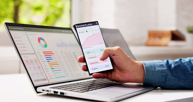 Computer App for Money, Budget Stock Photo - Image of young, online ...