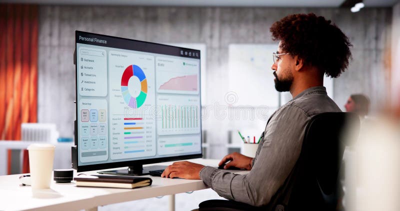 Computer App for Money, Budget Stock Image - Image of page, hand: 340239039