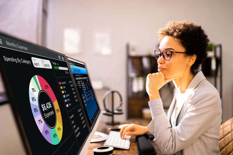 Computer App for Money and Expense Tracking Stock Photo - Image of ...