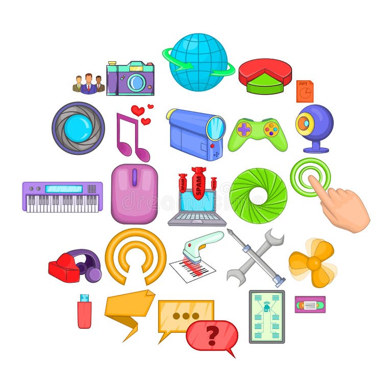 Computer Application Icons Set, Cartoon Style Stock Vector ...