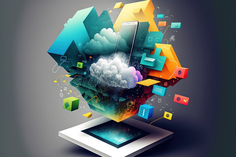 Computer Apps and Cloud Native Technologie Stock Illustration - Illustration of conceptual ...