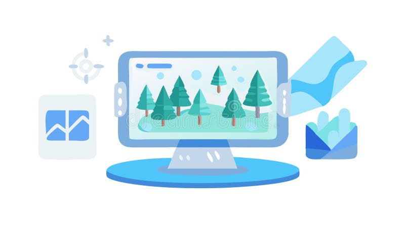 Computer AR Display, Augmented Reality Desktop, Vector Design ...