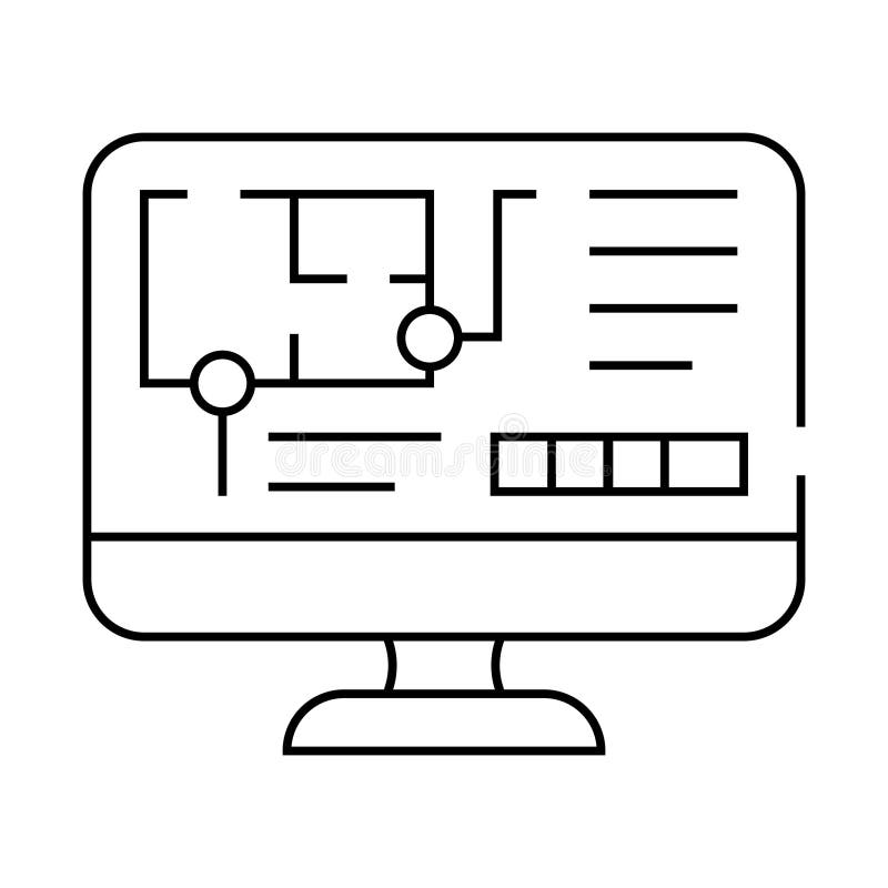Computer Architect Software Line Icon Vector Illustration Stock ...