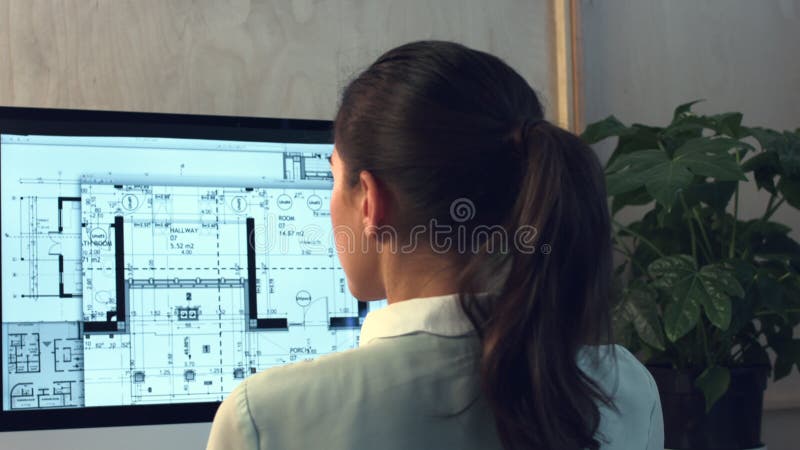 Computer, Architect or Woman with Blueprint for Planning a Construction ...