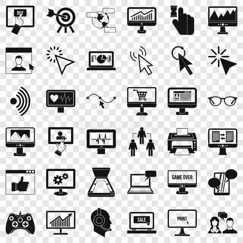 Computer Arrow Icons Set, Simple Style Stock Vector - Illustration of ...