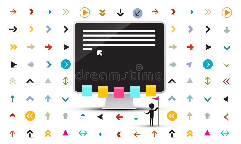 Computer with Arrows. Vector Technology Symbol Stock Vector ...