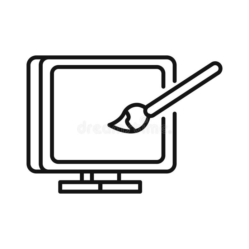 Computer Art Icon Black and White Illustration Stock Vector ...