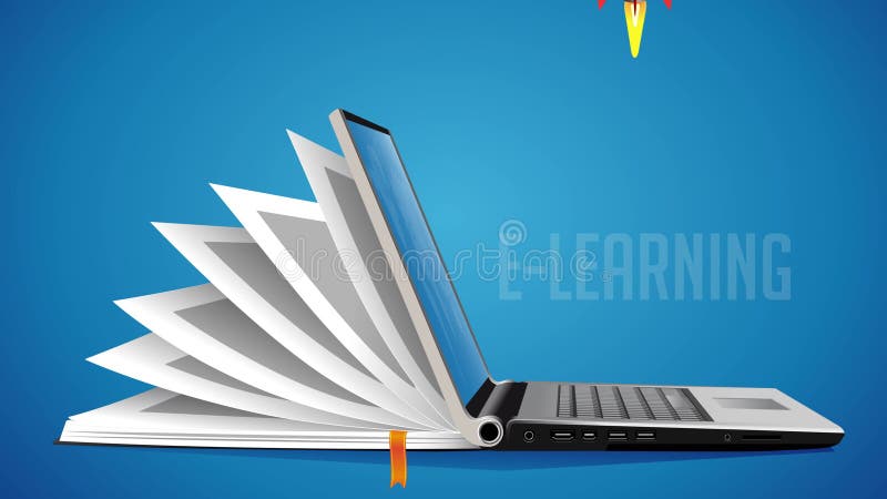 Computer As Book Knowledge Base Concept - Laptop As Elearning Idea ...