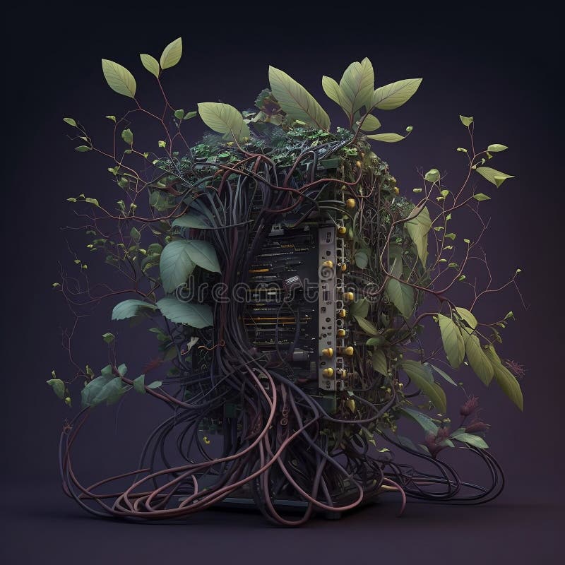 Computer As Plant Like Structure from Wires. Stock Illustration ...