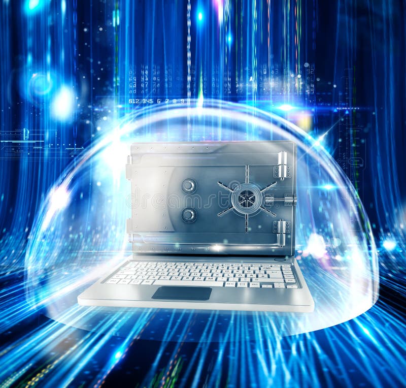 Computer As a Safe 3d Rendering Stock Image - Image of protection ...