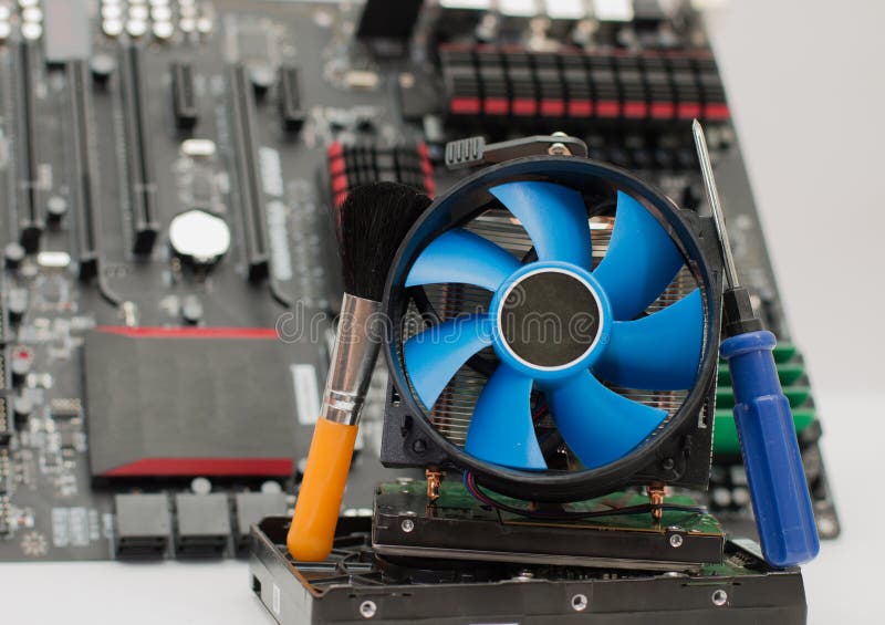 Computer Assembly Details and Tools on a White Background Stock Image ...