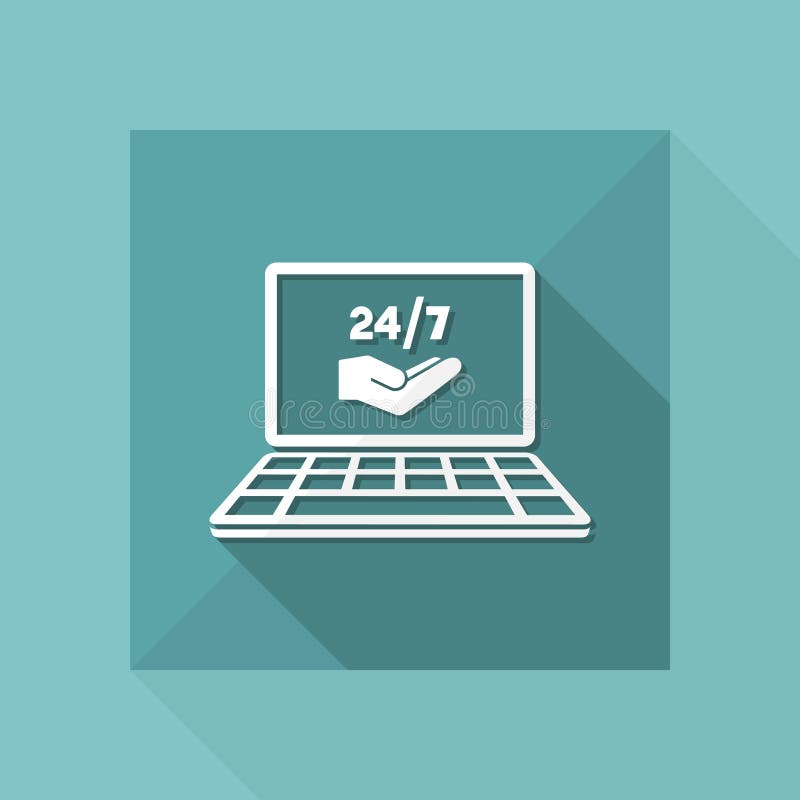 Computer Assistance Support 24/7 - Vector Flat Icon Stock Vector ...