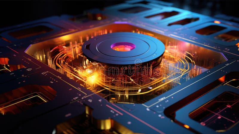 Computer atomic quantum stock illustration. Illustration of symbolizing ...