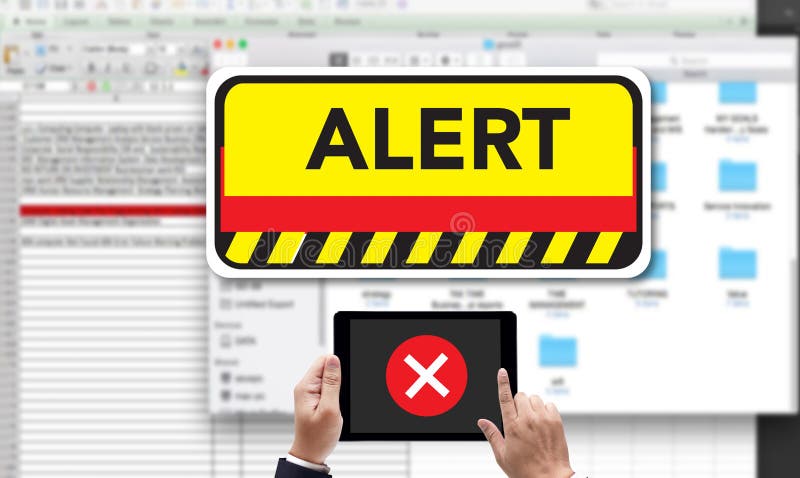 Computer Attention Alert Connection Interrupted Warning and Atte Stock ...