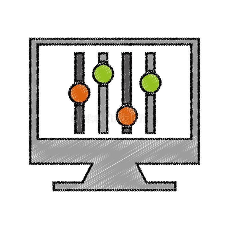 Computer with Audio Control Panel Icon Stock Vector - Illustration of ...