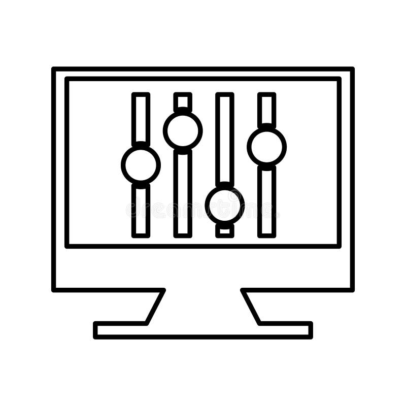 Computer with Audio Control Panel Icon Stock Vector - Illustration of ...