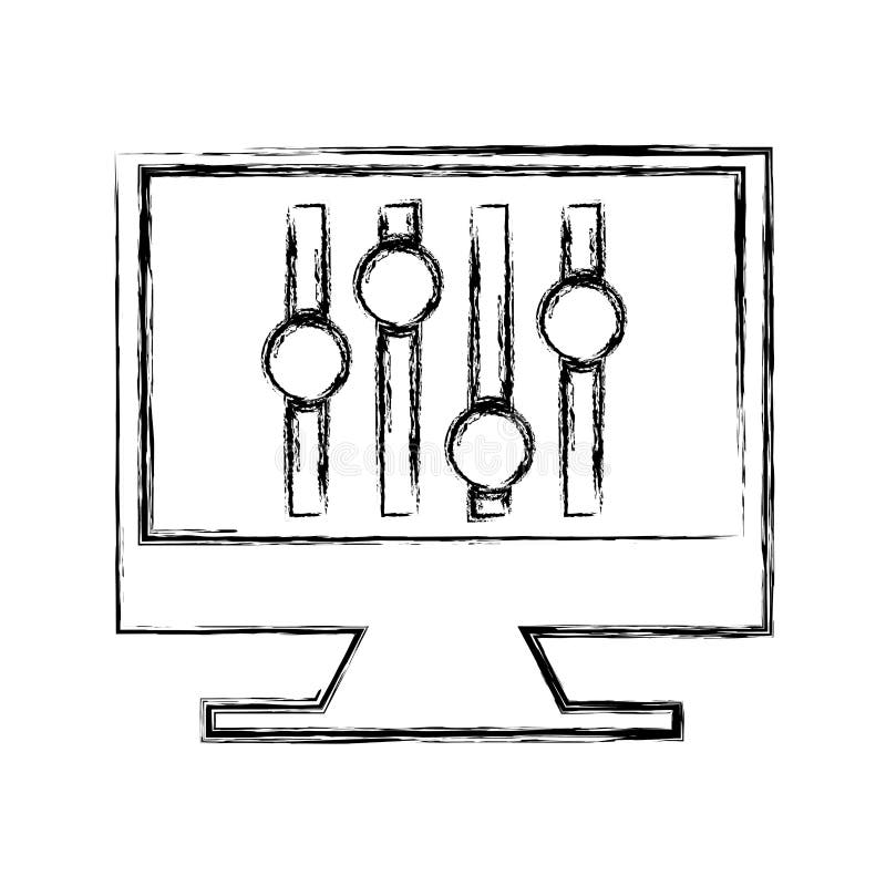 Computer with Audio Control Panel Icon Stock Vector - Illustration of ...