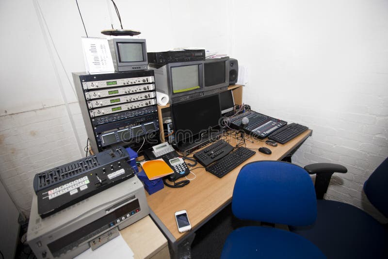Computer and Audio Equipment in Television Studio Stock Photo - Image ...