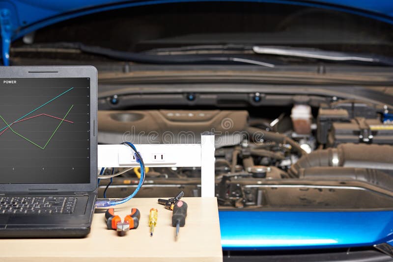 Computer auto diagnostic stock image. Image of mechanic - 97135313
