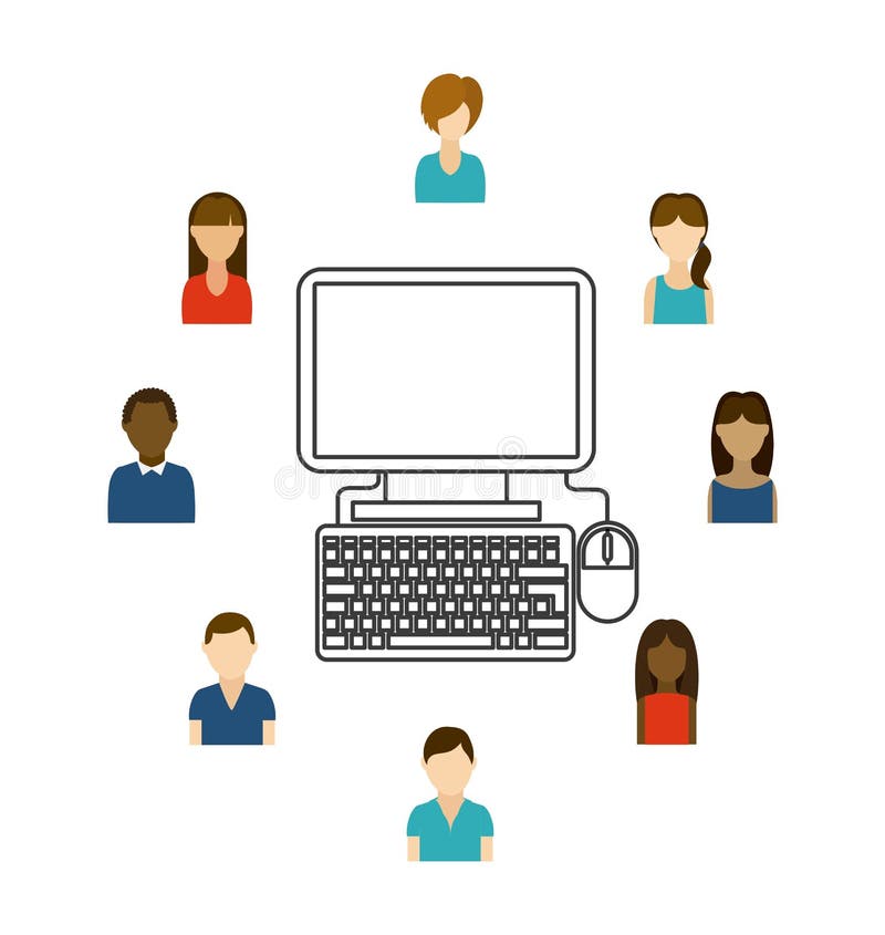Computer and Avatar People Icon. Media Design. Vector Graphic Stock ...