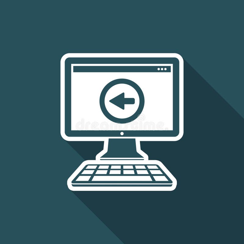 Computer and Back Symbol - Vector Flat Minimal Icon Stock Vector ...