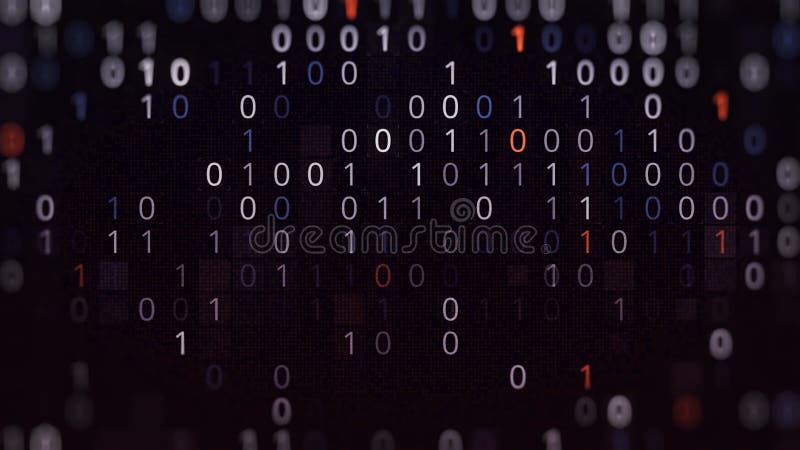 Binary Numbers Inside Computer Code Motion Hacker Background With Noise And Binary Numbers