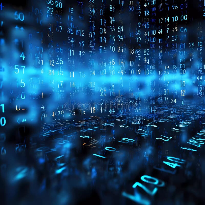 Computer Background with Blue Digits and Symbols on a Black Background ...