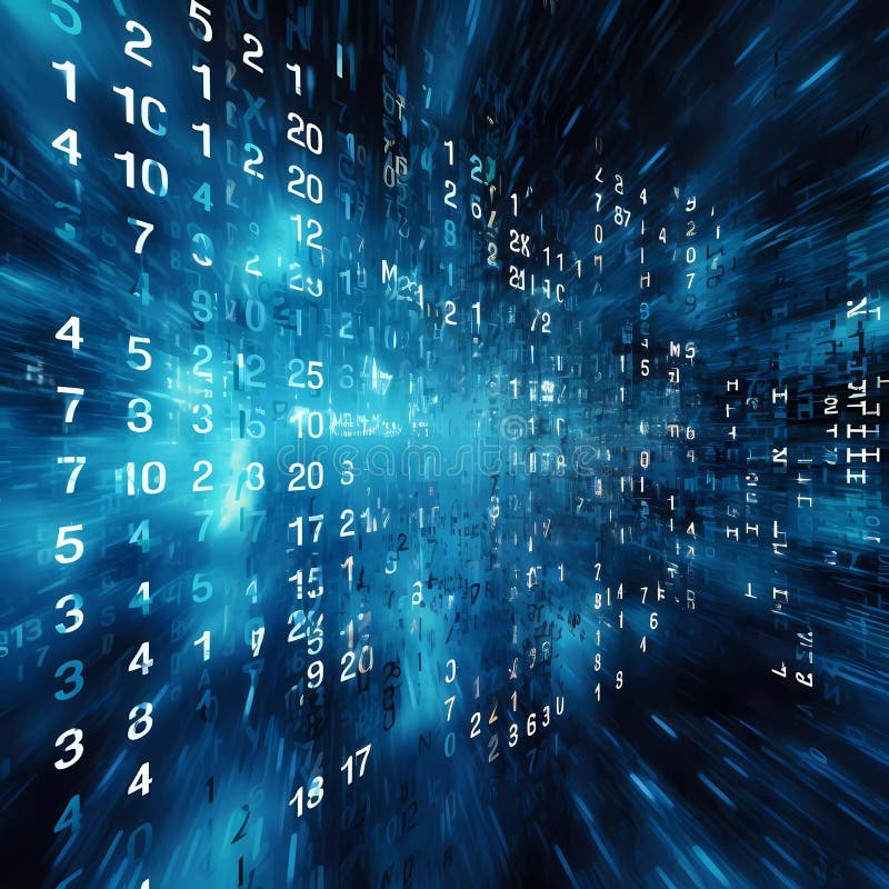 Computer Background with Blue Digits and Symbols on a Black Background ...