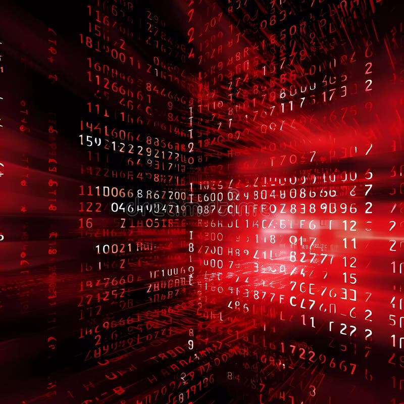 Computer Background with Red Digits and Symbols on a Black Background ...
